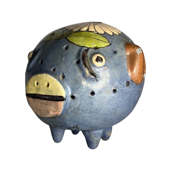 Handcrafted | Accents | Mexican Pottery Folk Art Pig Hand Painted Pig ...